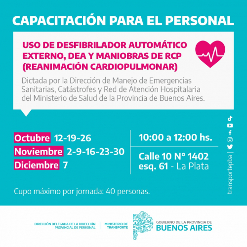 Se Dictará Una Capacitación En Rcp Y Dea Provincia De Buenos Aires